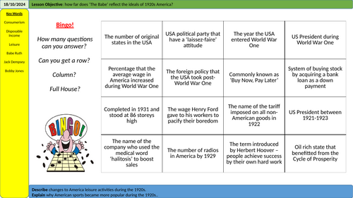 Sports and Leisure in 1920s America | Teaching Resources