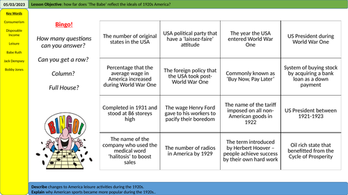 Sports and Leisure in 1920s America | Teaching Resources