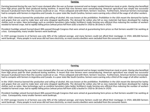 Agricultural Problems in 1920s America | Teaching Resources