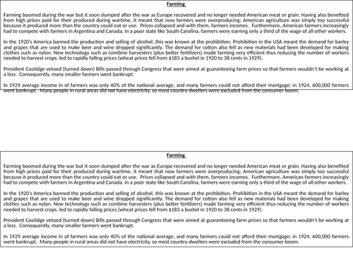 Agricultural Problems in 1920s America | Teaching Resources