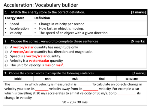 Acceleration and its calculations, KS4, Physics, New GCSE Specification ...