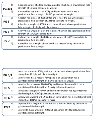 Weight and its calculations, KS4, Physics, New GCSE Specification ...