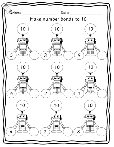 Number bonds to 10 - addition, subtraction, tens frames, flashcard ...