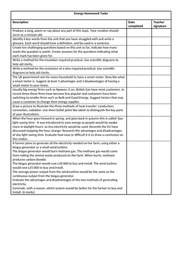 KS3 Science Homework bundle | Teaching Resources