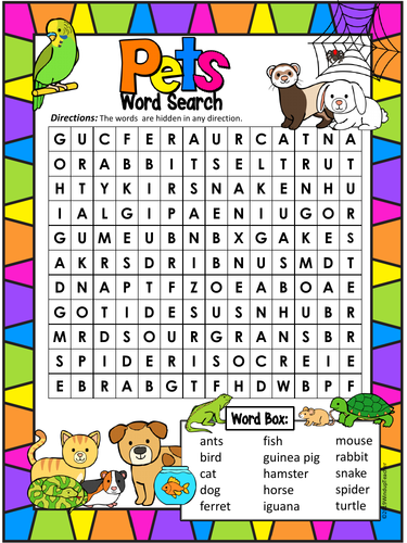 Pet Word Searches - Easy and Hard | Teaching Resources
