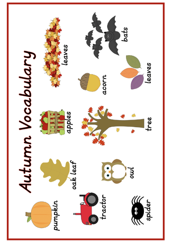 Autumn Vocabulary Topic Words Mat | Teaching Resources