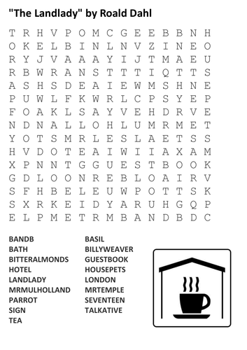The Landlady Word Search | Teaching Resources