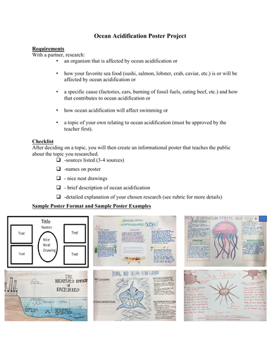 NGSS Chemistry - Ocean Acidification Poster Project | Teaching Resources