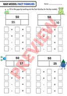 Bar Model Fact Families Differentiated Sheets - Monster Themed - Years ...