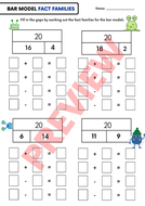 Bar Model Fact Families Differentiated Sheets - Monster Themed - Years ...