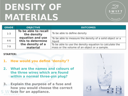 NEW AQA GCSE (2016) Physics - Density of Materials | Teaching Resources