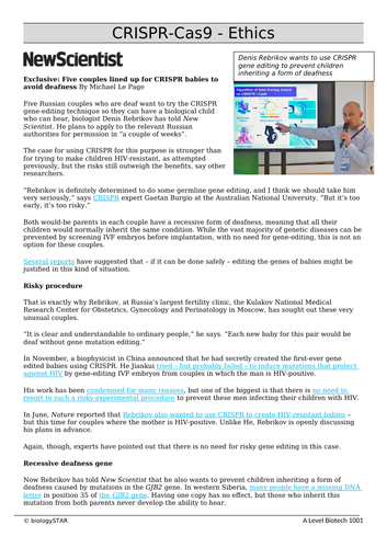 Ethics of CRISPR-cas9 | Teaching Resources