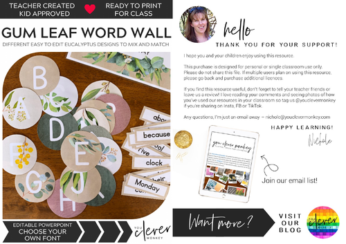 GUM LEAF Editable Word Wall Pack | Teaching Resources
