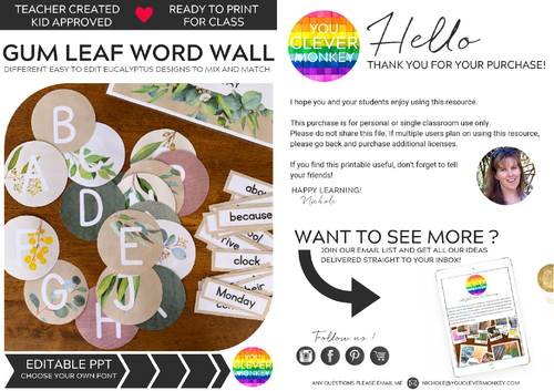 GUM LEAF Editable Word Wall Pack | Teaching Resources