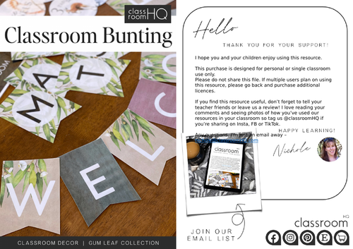 Eucalyptus GUM LEAF Classroom Bunting Pack | Teaching Resources