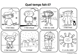 French weather expressions - Matching pairs Game | Teaching Resources