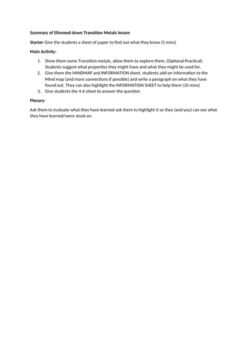 Transition Metals Worksheets and Activities | Teaching Resources