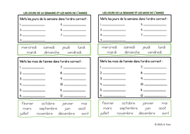 Months and days in French Worksheet | Teaching Resources