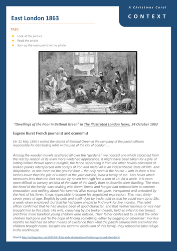GCSE "A Christmas Carol": Essential Context Worksheets | Teaching Resources