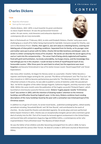 GCSE "A Christmas Carol": Essential Context Worksheets | Teaching Resources