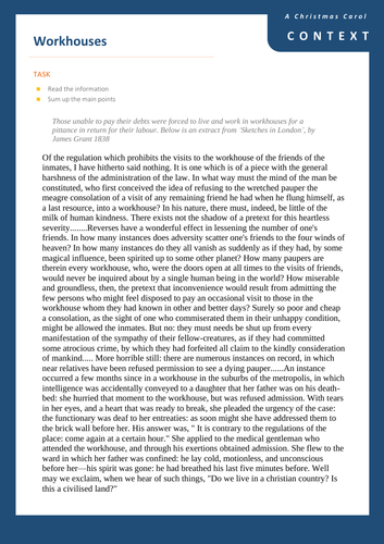 GCSE "A Christmas Carol": Essential Context Worksheets | Teaching Resources