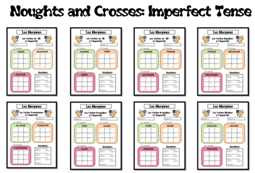 Morpions/ Noughts and Crosses- Grammar/ Conjugation Game- 5 Tenses ...