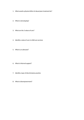 CTEC Health Social Care Unit 2 LO2 resources | Teaching Resources