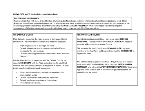 GCSE History Weimar and Nazi Germany knowledge mats including extensive ...