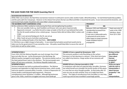 GCSE History Weimar and Nazi Germany knowledge mats including extensive ...