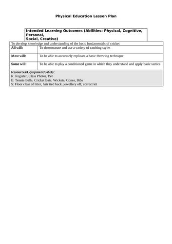Year 7 Cricket Lessons | Teaching Resources
