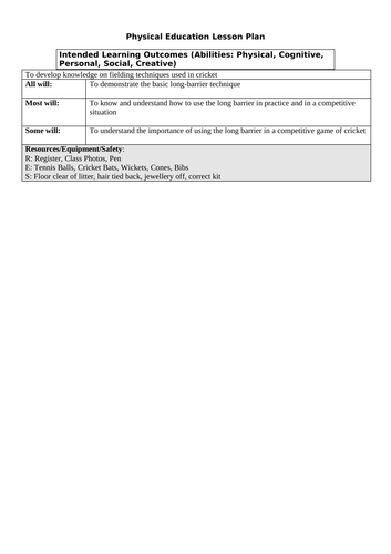 Year 7 Cricket Lessons | Teaching Resources