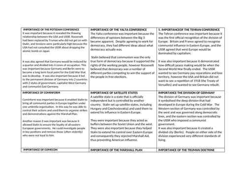 GCSE AND IGCSE COLD WAR REVISION CARDS | Teaching Resources GCSE AND IGCSE COLD WAR REVISION CARDS | Teaching Resources