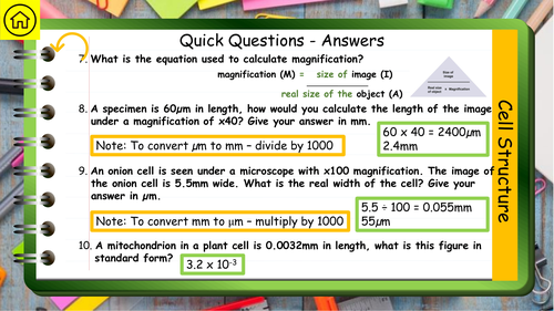 B1 Cell Biology AQA GCSE Science Biology Revision 9-1 | Teaching Resources