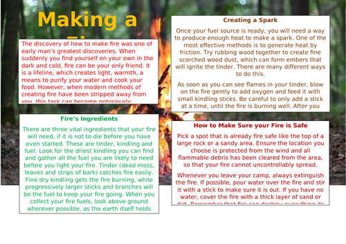 How to build a survival shelter (Information text) | Teaching Resources