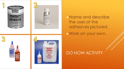 Adhesives and Finishing Techniques Starter Activity | Teaching Resources