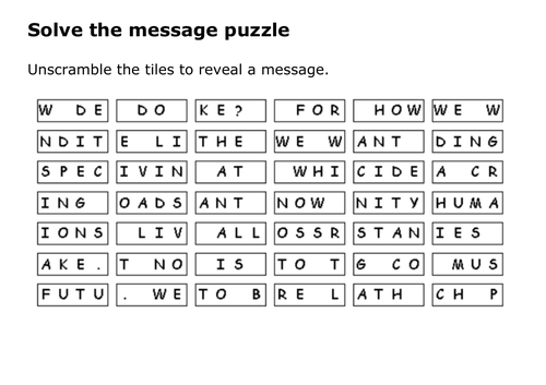 Solve the message puzzle from Greta Thunberg | Teaching Resources