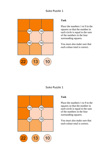 Suko Number Puzzle/Starter Set of 4 | Teaching Resources
