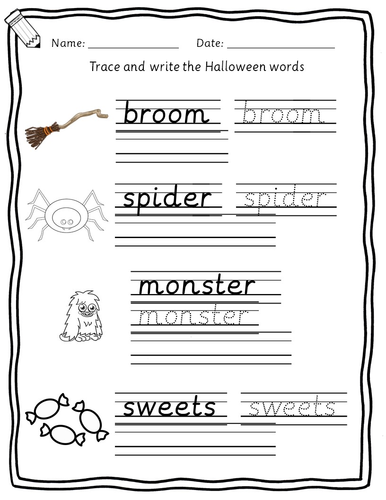 8 Halloween phonics handwriting and vocabulary worksheets | Teaching ...