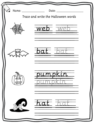 Halloween Language Arts Worksheets For Kindergarten