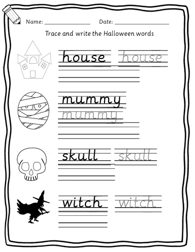 8 Halloween phonics handwriting and vocabulary worksheets | Teaching ...