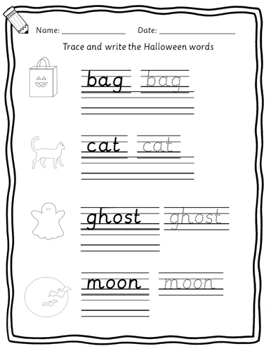 8 Halloween phonics handwriting and vocabulary worksheets | Teaching ...