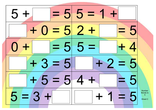 Number Bonds to 5, 6, 7, 8, 9 and 10 | Teaching Resources