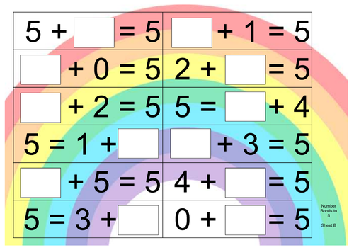 Number Bonds to 5, 6, 7, 8, 9 and 10 | Teaching Resources