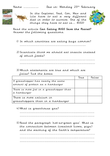Y5 The Explorer- Katherine Rundell- Eat Bugs, Save the Planet ...