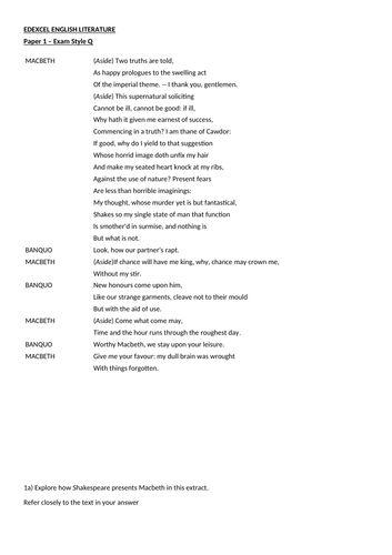 EXEMPLAR RESPONSE - Macbeth Act 1 scene 3 - Presentation of Macbeth ...