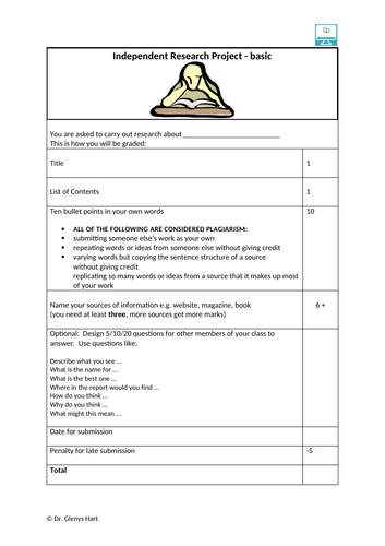 Independent Research Project - advanced | Teaching Resources