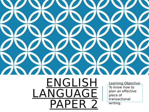 Edexcel Gcse English Language Transactional Writing Teaching Resources