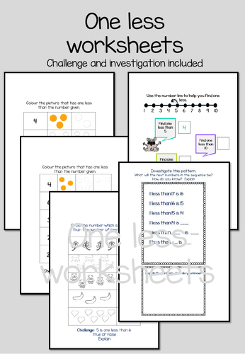 One less worksheets | Teaching Resources