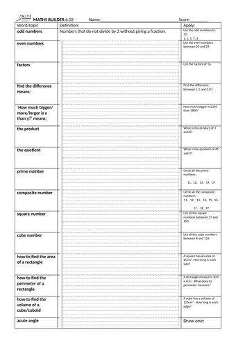 KS2 Year 6 Maths NC Revision Builders | Teaching Resources