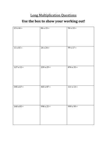 Long Multiplication Practice (Free) | Teaching Resources